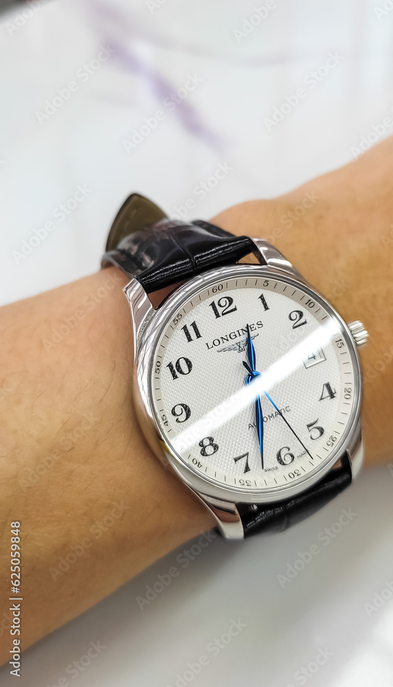 BANGKOK, THAILAND - JULY 14 : Longines Master Collection, white dial ...