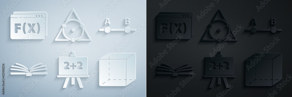 Set Chalkboard Graph Schedule Chart Diagram Open Book Geometric Figure Cube Triangle Math