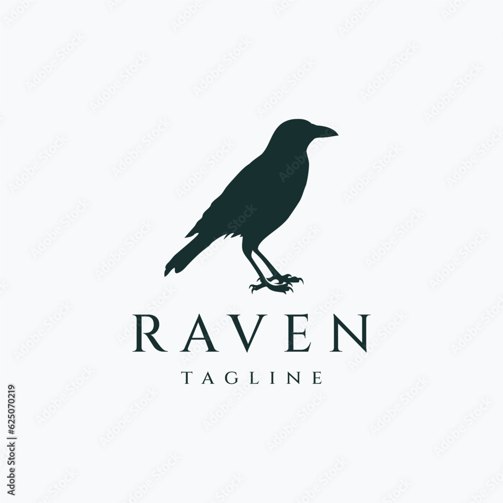 Raven logo design vector illustration Stock Vector | Adobe Stock