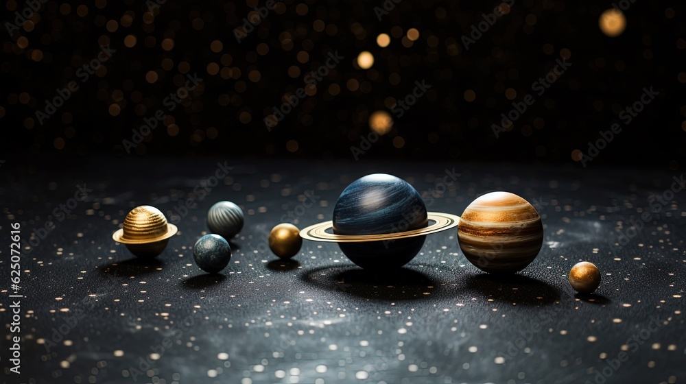cute miniature solar system planets in space, generative Ai Stock ...