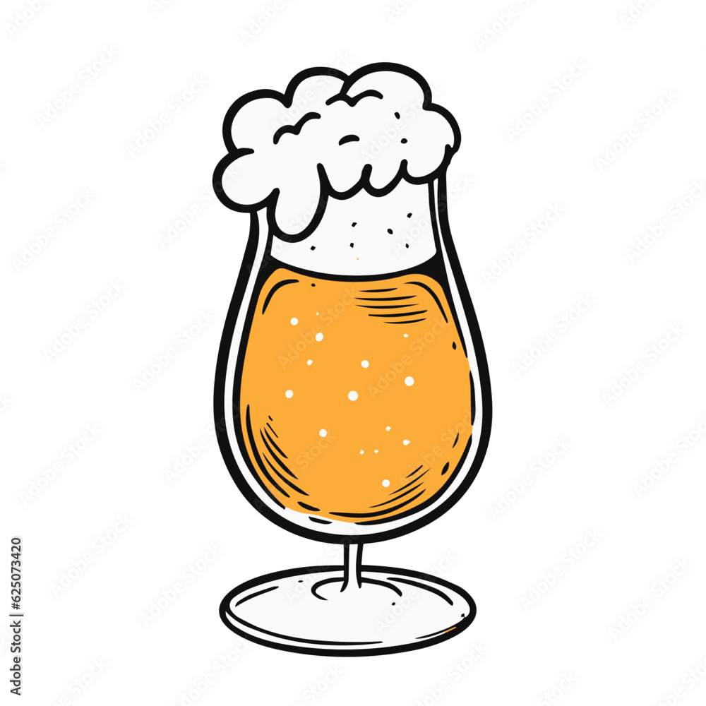 Beer glass in cartoon style vector art illustration sign Stock Vector ...