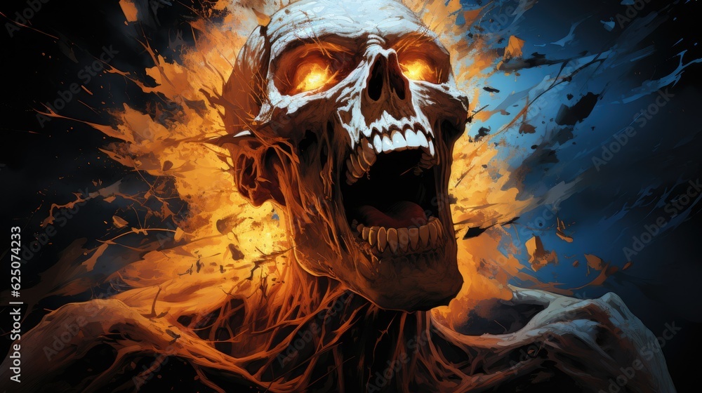 Mad crazy rotting undead zombie male filled with unstoppable explosive ...