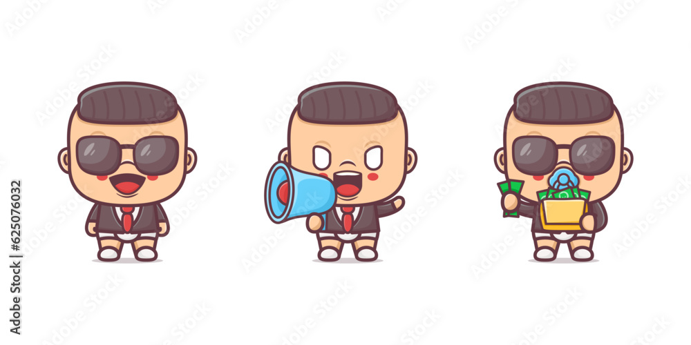 cute baby boss cartoon character vector illustration Stock Vector ...