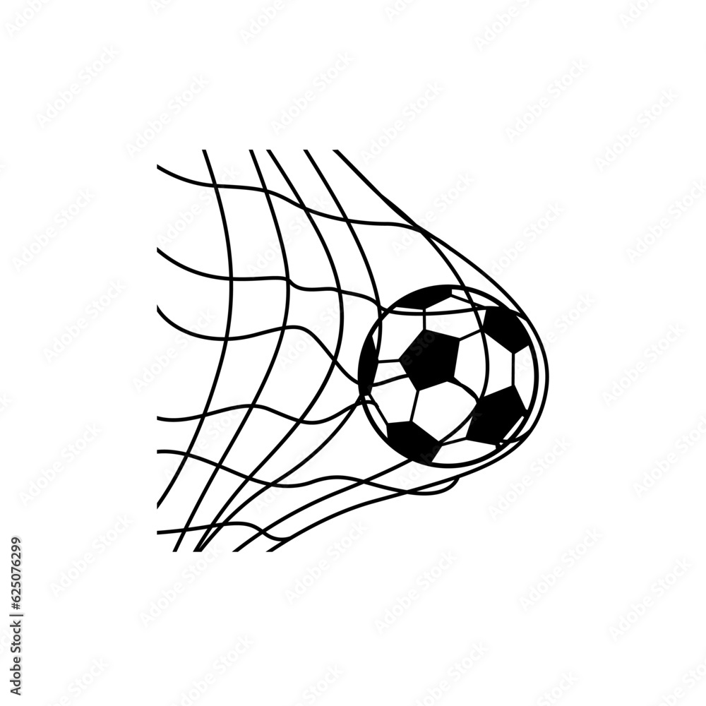 Soccer ball in net icon vector. Football ball in net illustration sign ...