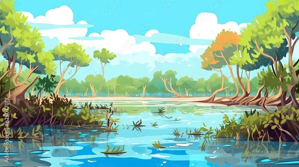 Abstract background mangrove forest. Creating of an eye-catching banner ...