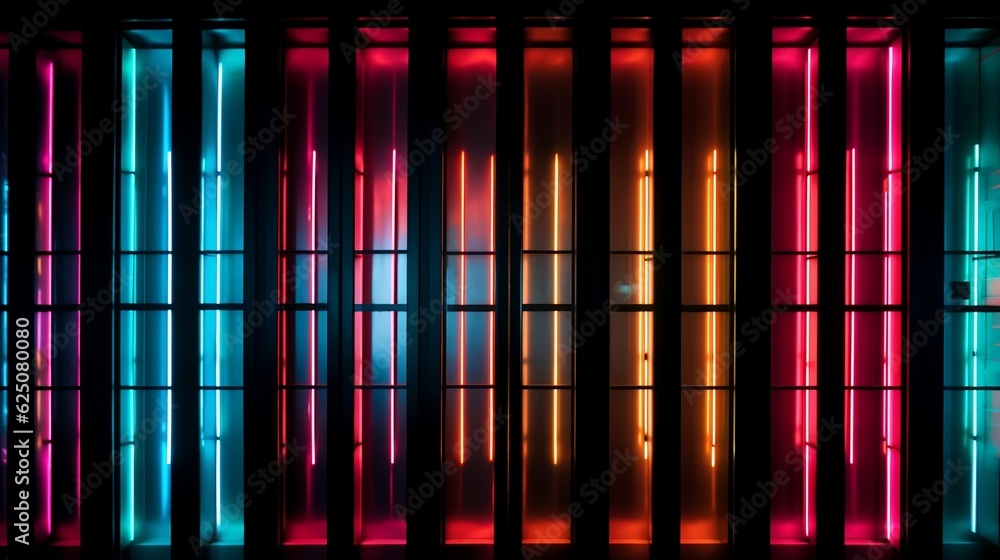 Many geometric shapes that exhibit a shiny, metallic, and neon ...