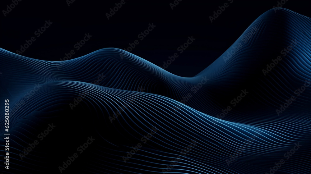 Dark navy blue abstract wave line. Generative AI Stock Illustration ...