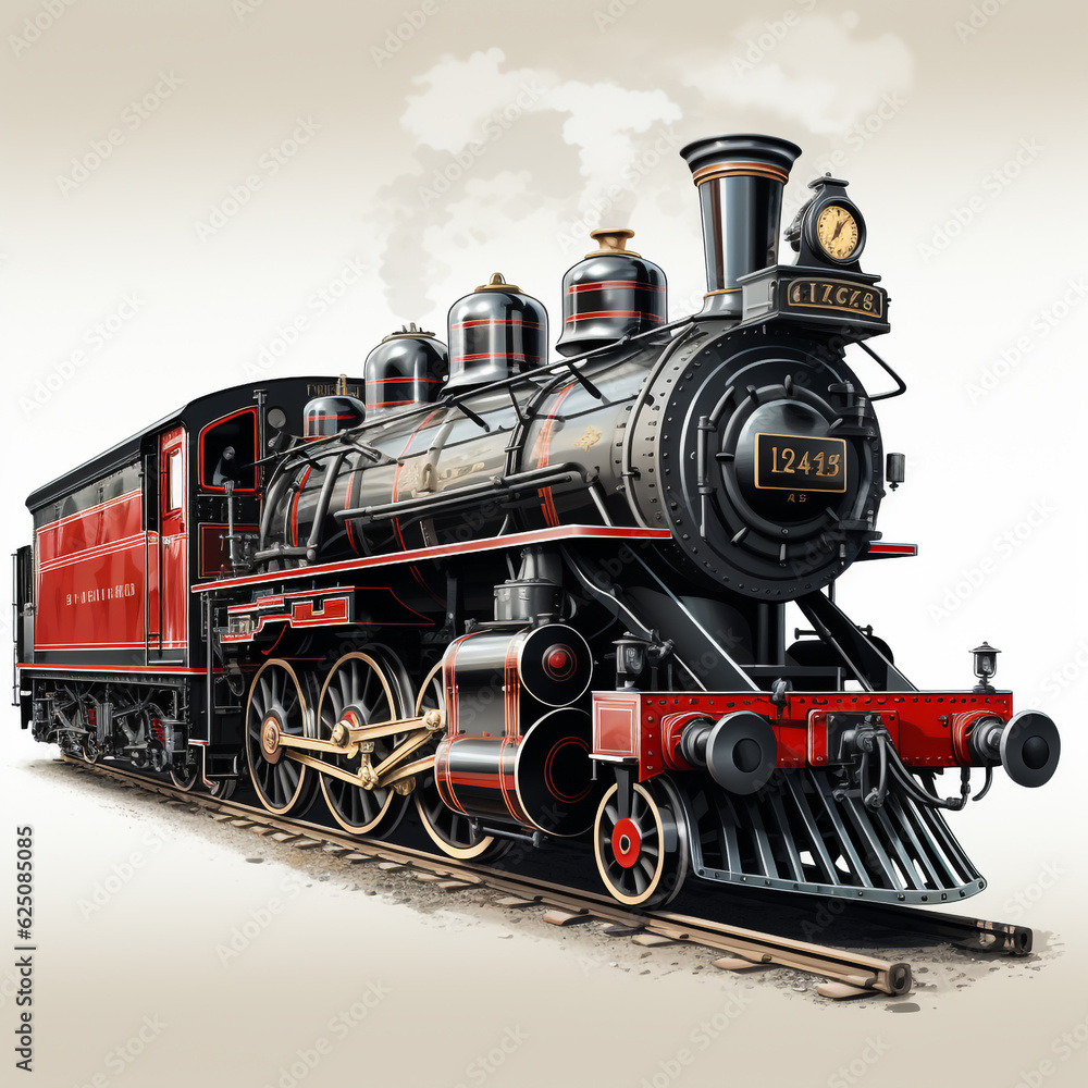 2d perspective illustration of an old locomotive moving towards its ...