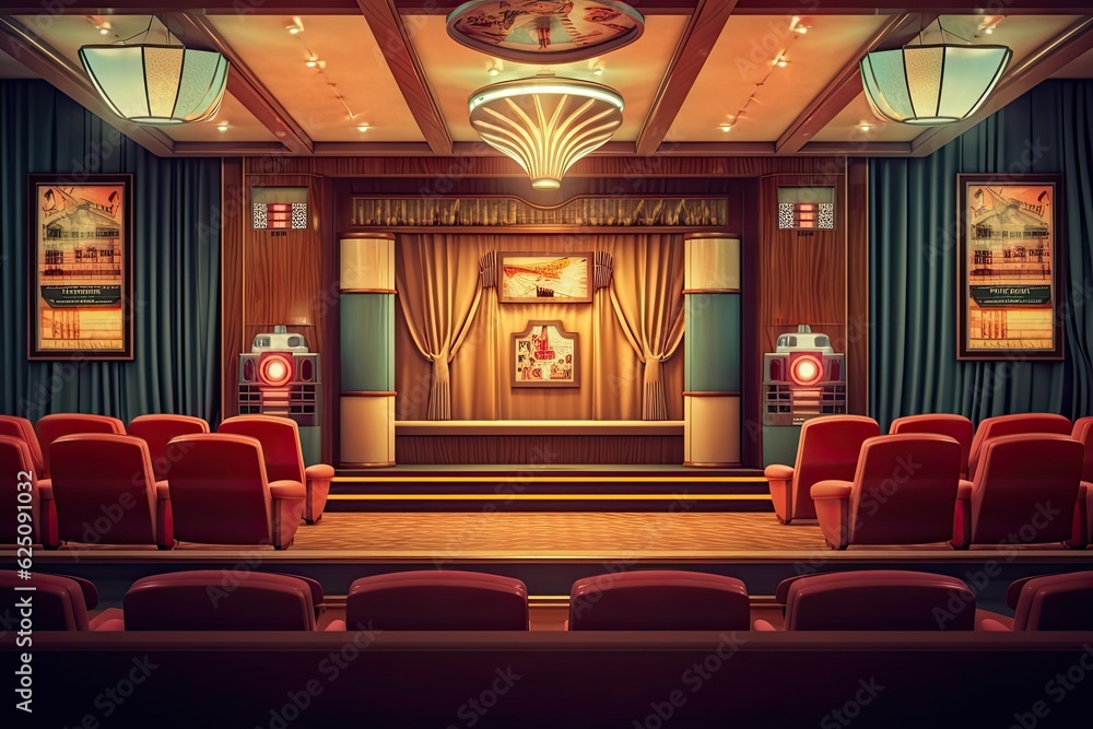 Nostalgic Cinema Charm: Vintage Background with Retro Movie Theater ...