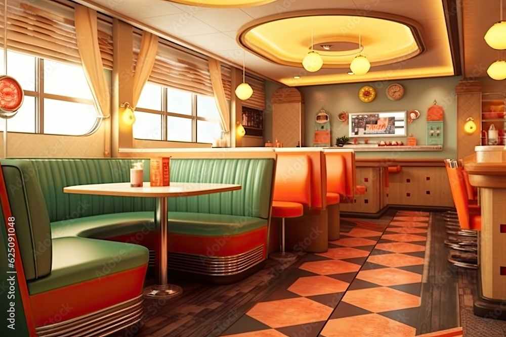 Nostalgic Dining Experience in a Retro Diner with Classic 1950s Vibe ...