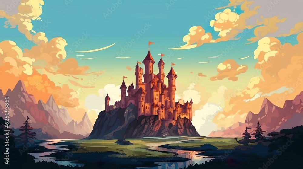 Abstract background medieval knights and castles. History with a ...