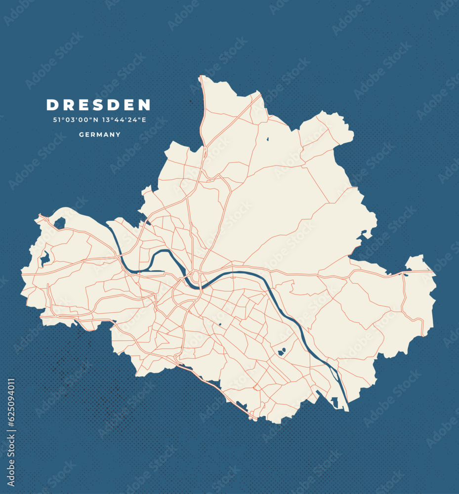 Dresden - Germany map vector poster flyer Stock Vector | Adobe Stock