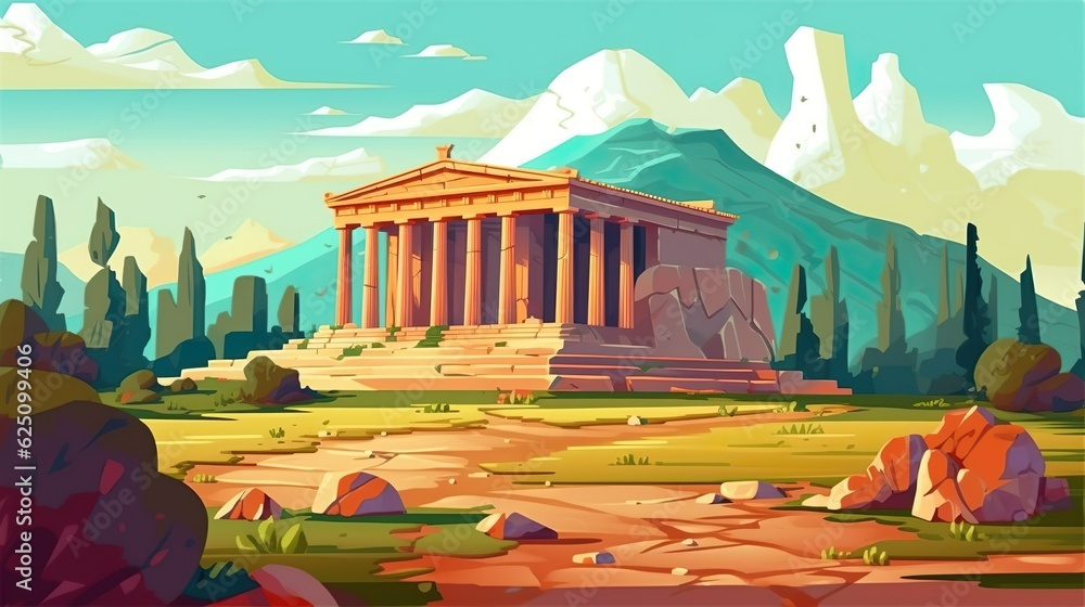 Abstract background Greek temples. Illustration that captures the ...