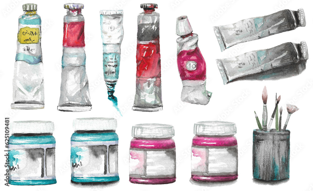 Set of Hand-painted Watercolor Paints on a Transparent Background ...