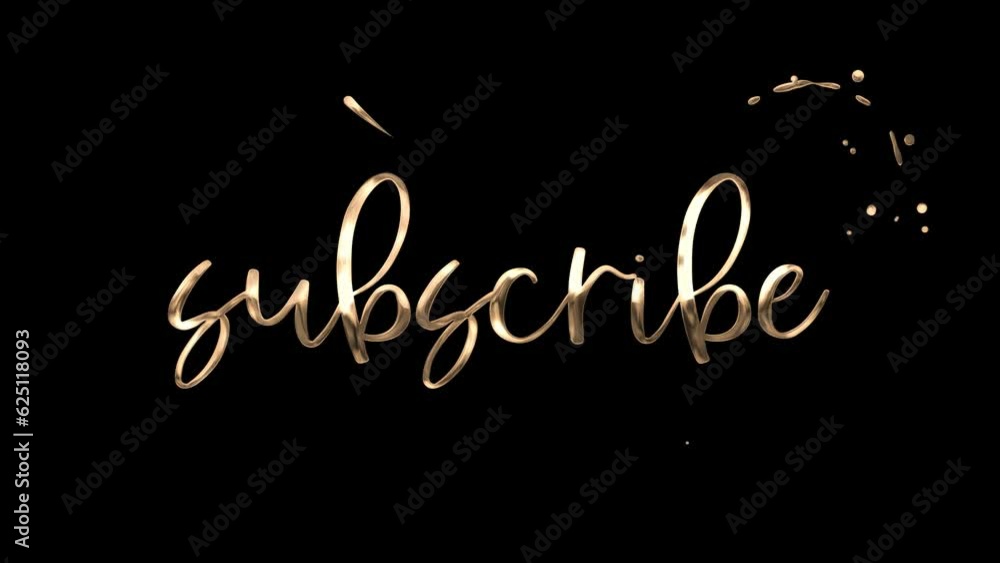 SUBSCRIBE Handwritten Animated Text in Gold Color. Subscribe Text ...