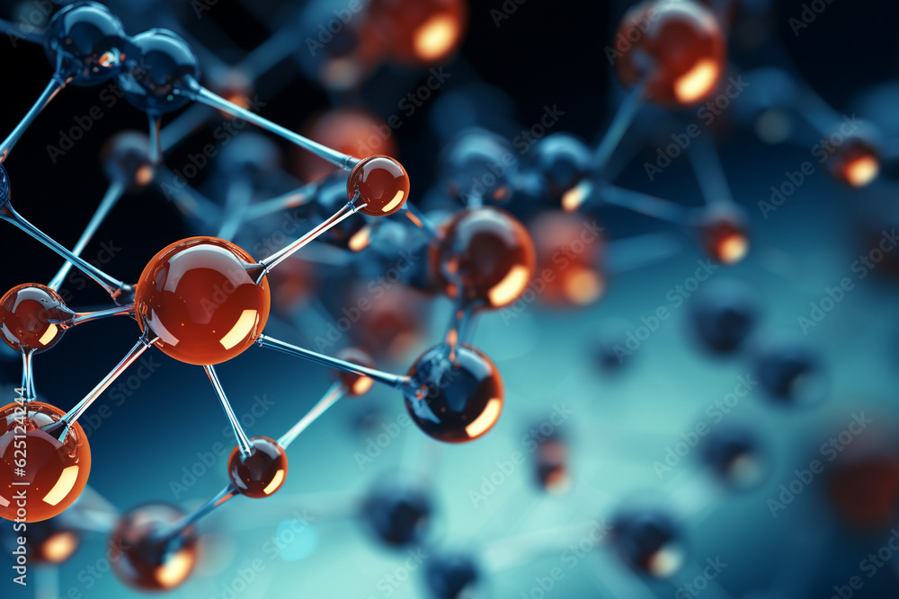 A photo of a network of molecules, with some molecules highlighted ...