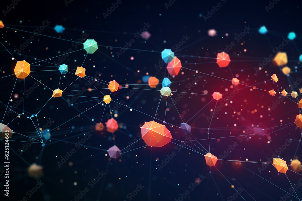 An illustration of a network of interconnected dots, with arrows ...