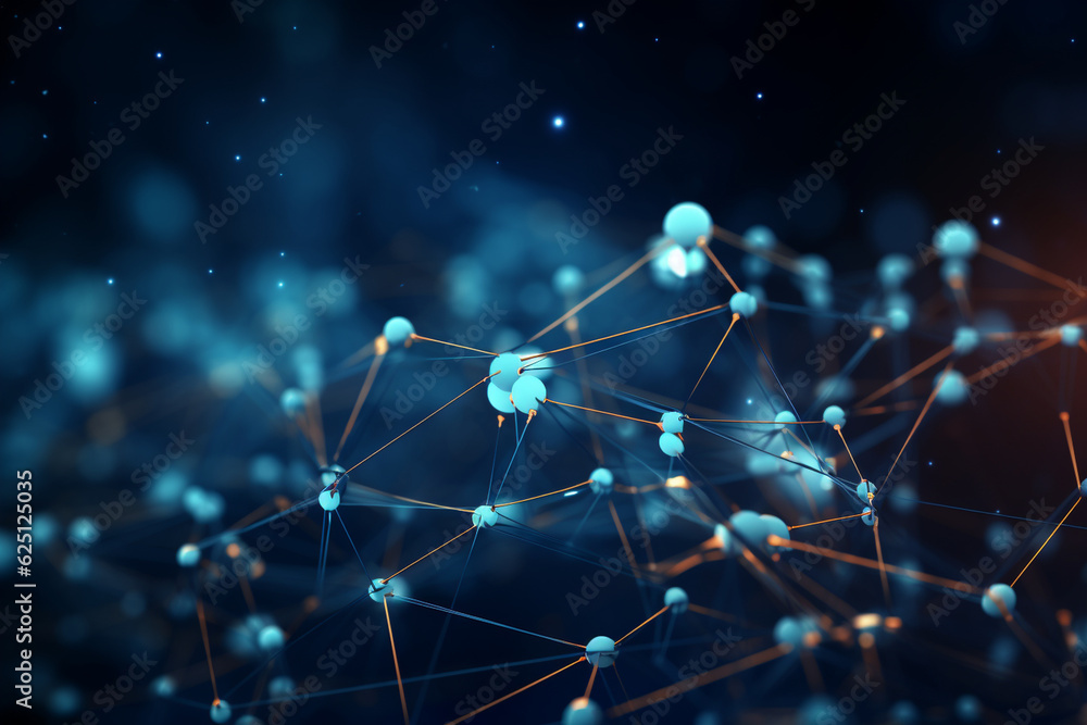 A photo of a network of interconnected dots, with lines connecting them ...