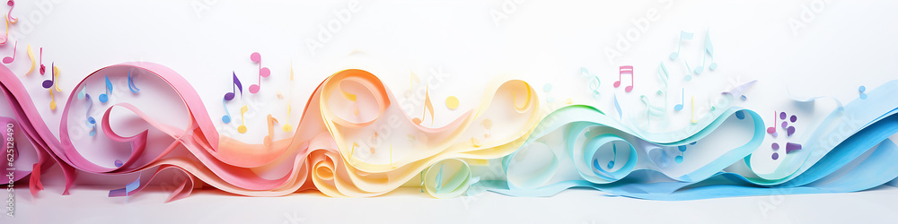 abstract musical long narrow background with notes watercolor ...