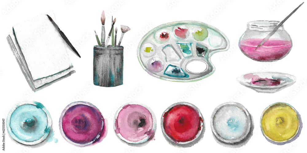 Set of Hand-painted Watercolor Paints on a Transparent Background ...