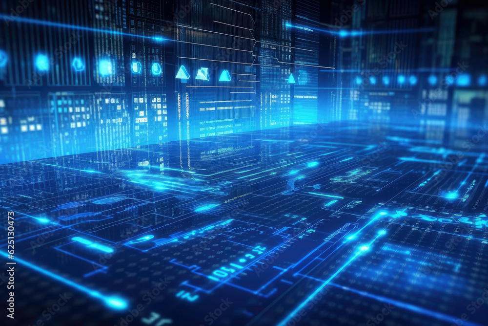Data Matrix Infusion Futuristic Hud With Blue Digital Lines And Grid