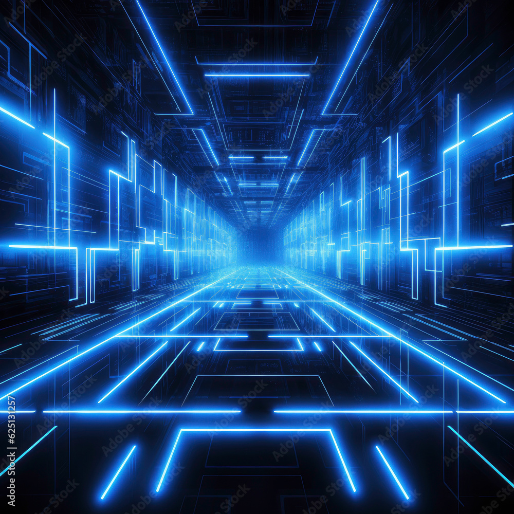 Blue Technological Synthesis Illuminating Lines in Trenchcore and ...