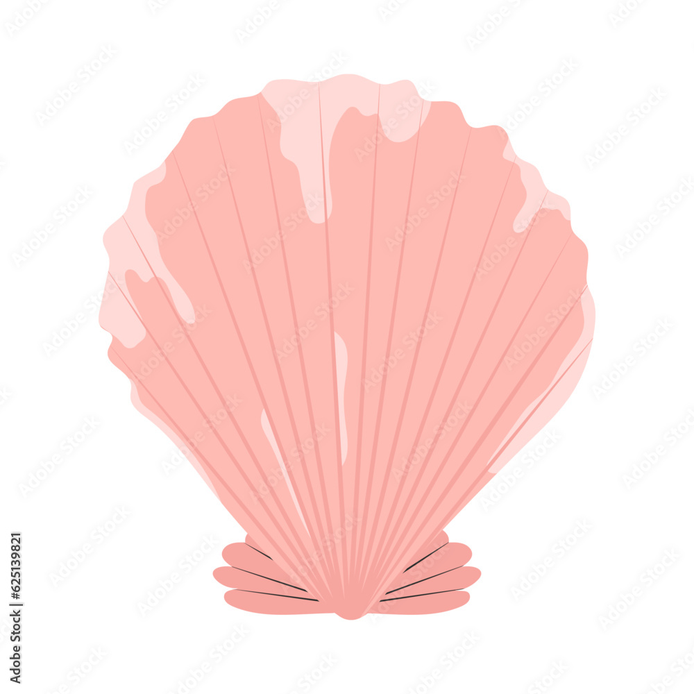 Sea shell, clam. Marine undersea mollusc. Scallop mollusk icon. Ocean ...