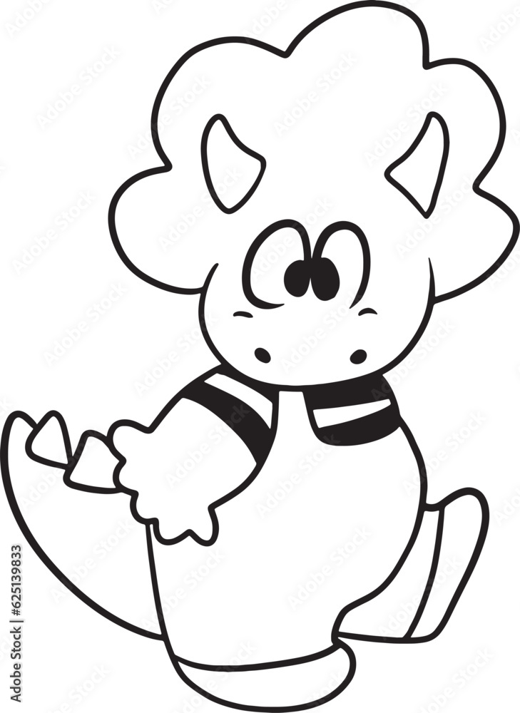 dinosaur cartoon doodle kawaii anime coloring page cute illustration ...