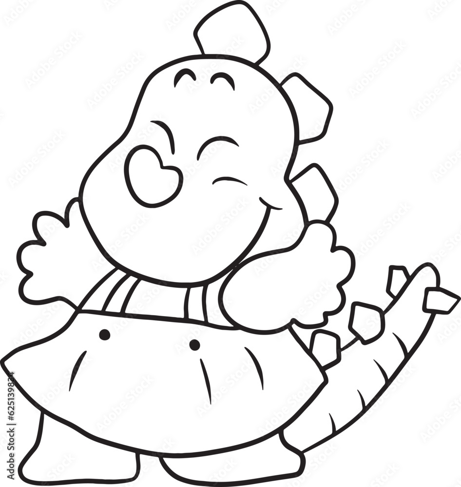 dinosaur cartoon doodle kawaii anime coloring page cute illustration ...
