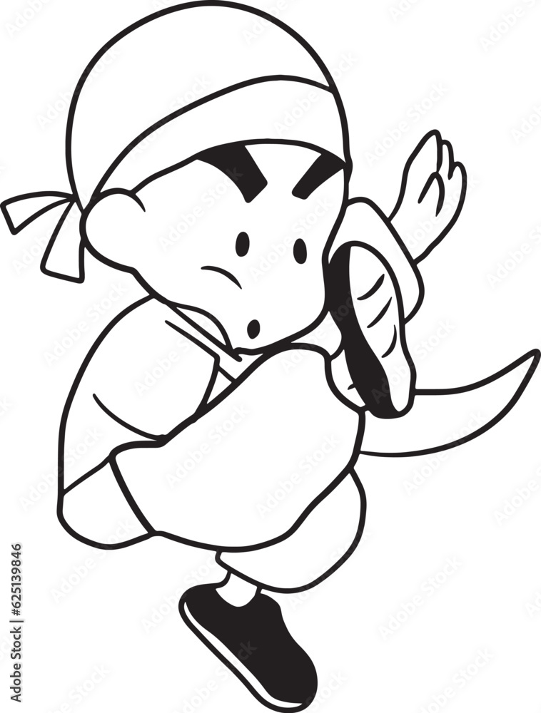 kung fu boy cartoon doodle kawaii anime coloring page cute illustration ...