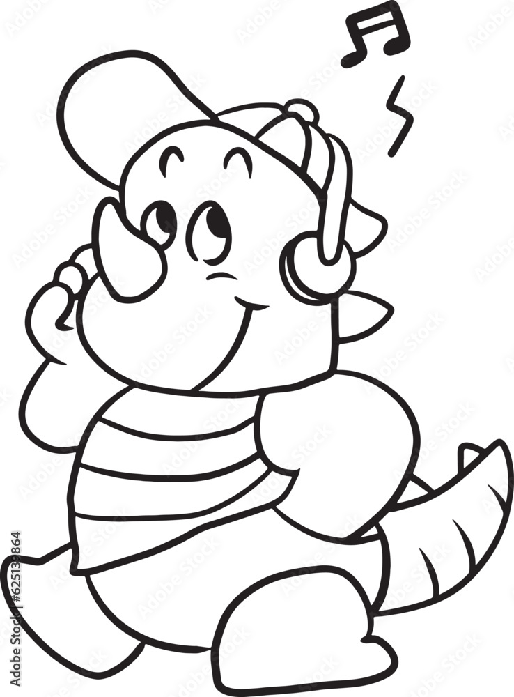 dinosaur cartoon doodle kawaii anime coloring page cute illustration ...