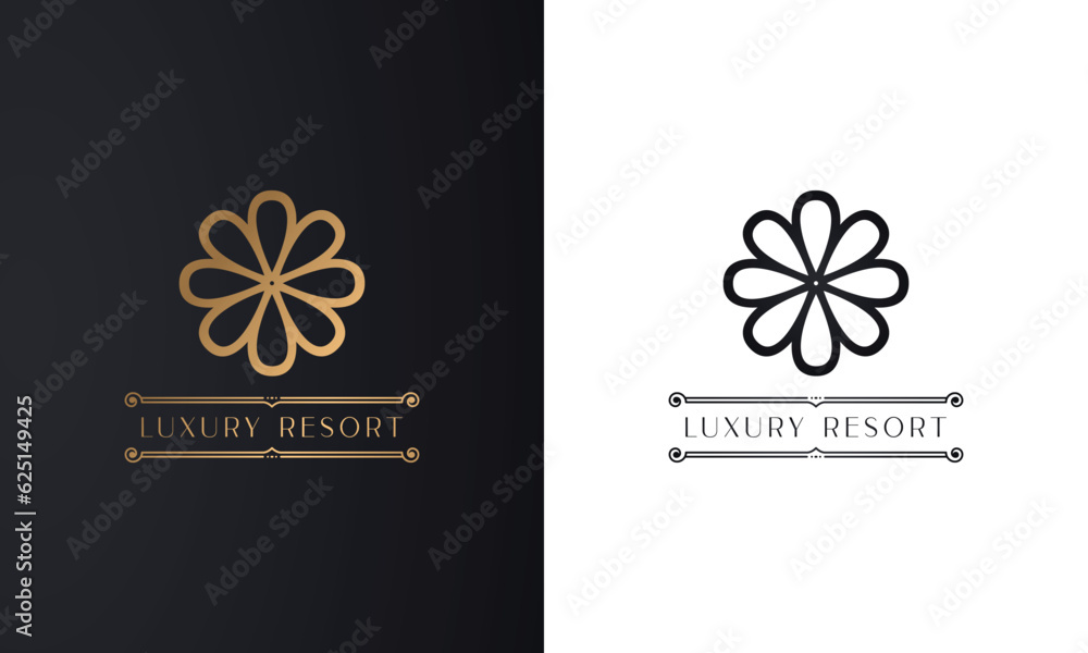 Round Leaf logo vector art luxury golden, Hotel logo, Luxury resort ...