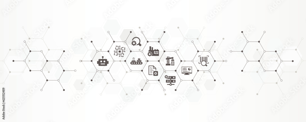 automation process banner with the website icons and symbol of ...