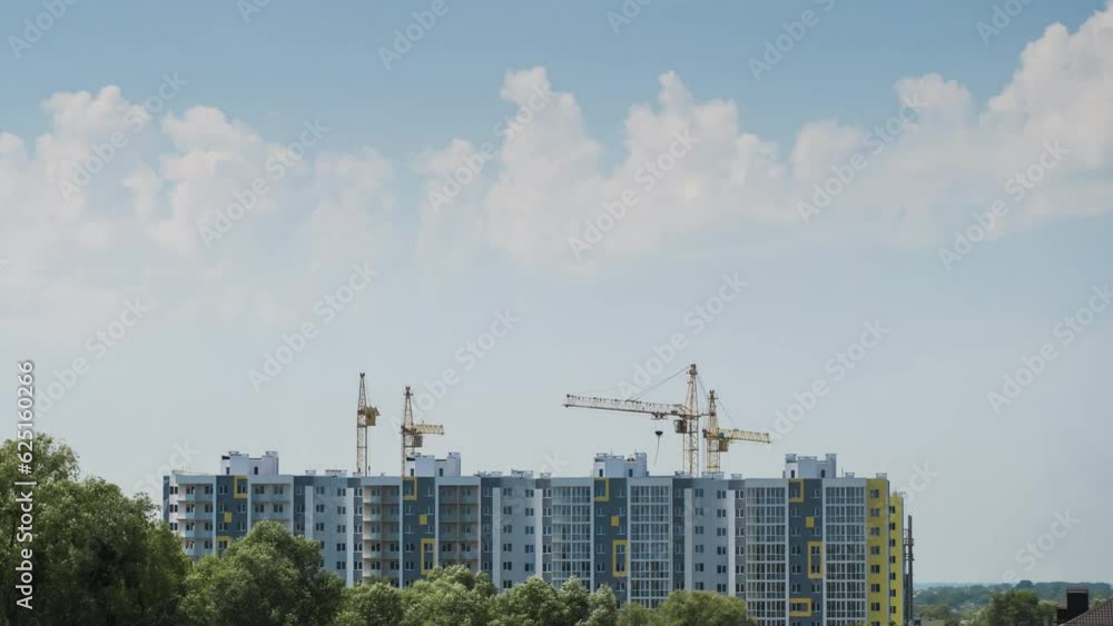 Change of days at the construction site of an apartment building. Day ...