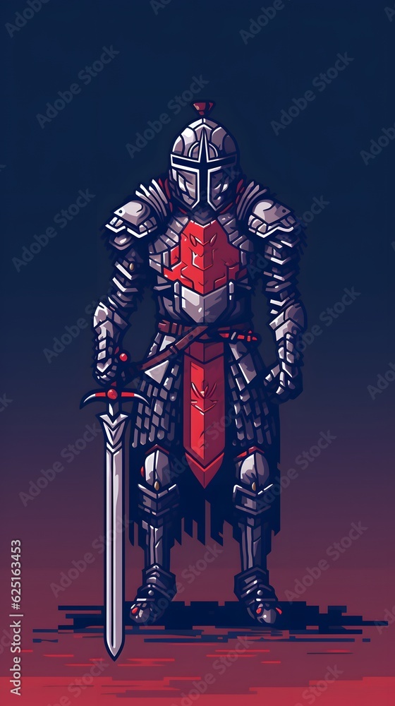 Pixel art knight character for RPG game, character in retro style for 8 ...