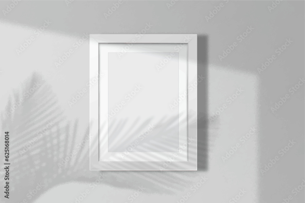 Photo picture frames on white wall isolated background. Vector white ...
