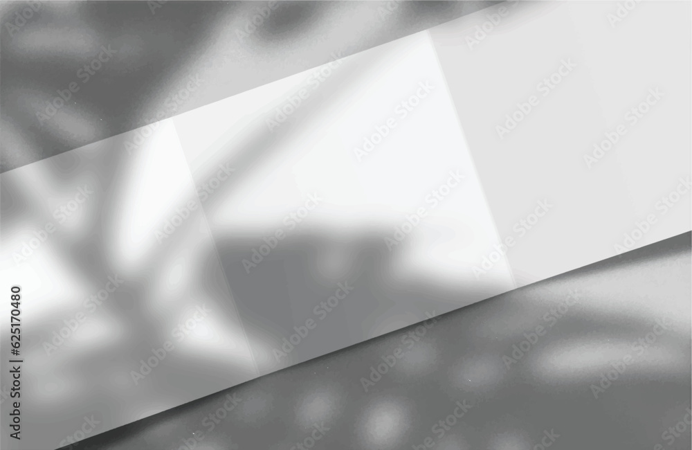Realistic empty blank white tri-fold mockup, windows and leaf shadow ...