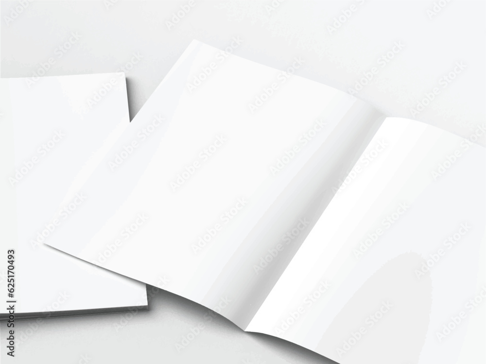 Realistic empty blank A4/A5 flyer, booklet, half-fold, brochure ...