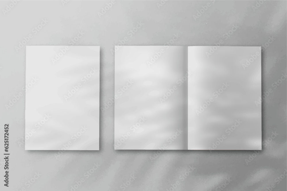 Realistic empty blank A4/A5 flyer, booklet, half-fold, brochure ...