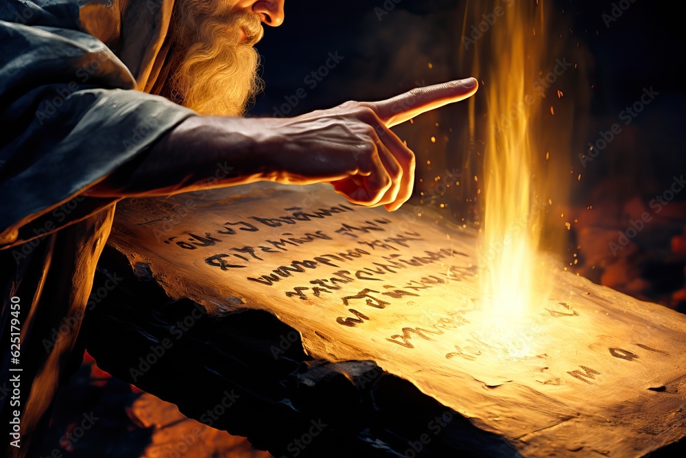 The Ten Commandments written on stone tablets written by the finger of ... The Ten Commandments written on stone tablets written by the finger of ...