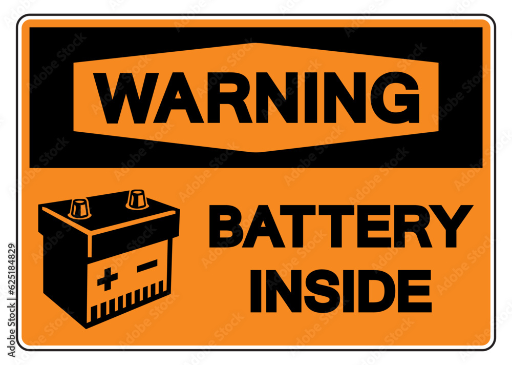 Warning Battery Inside Symbol Sign, Vector Illustration, Isolated On ...