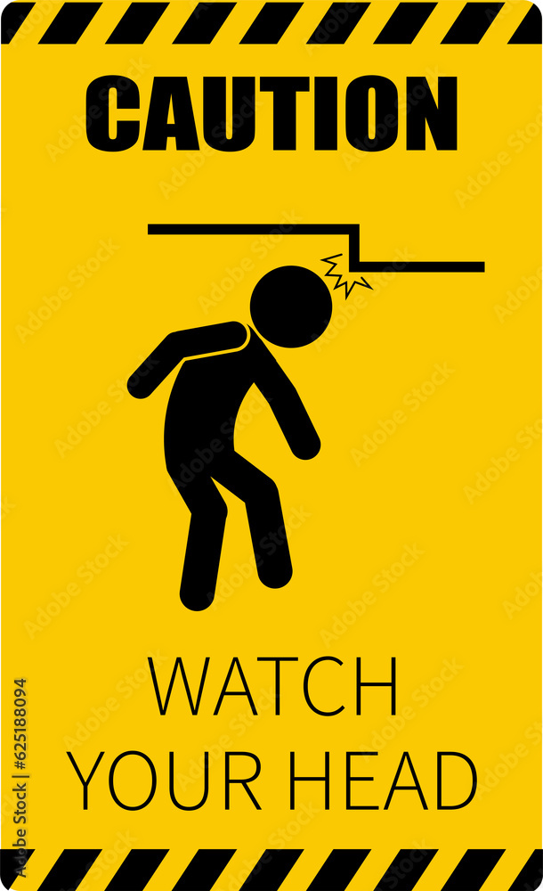 Printable black yellow safety safety sign mind your head, low up ...