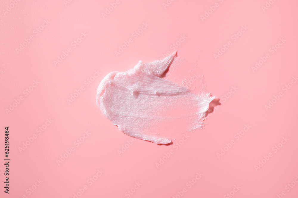 Smear of white face or body cream, lotion, mousse, soap, shower gel on ...