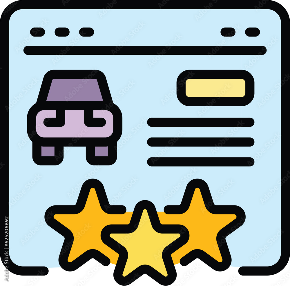 Car review icon outline vector. Online document. Vehicle analysis color ...