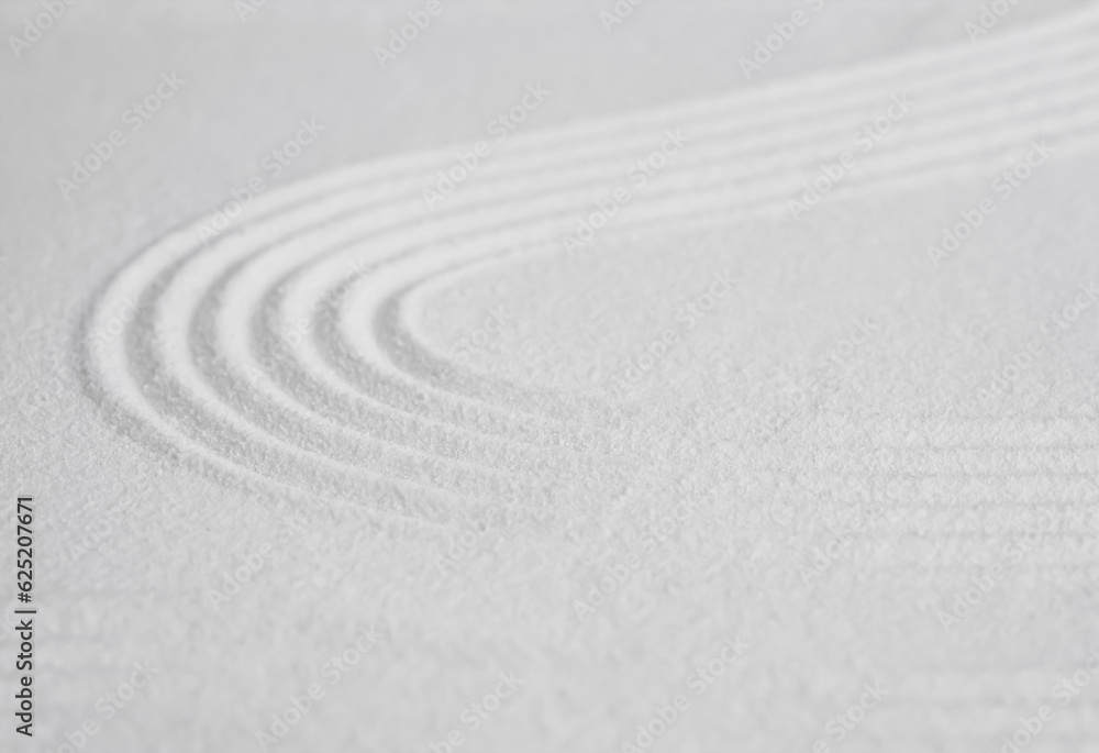 Zen garden with line pattern on white sand in Japanese style, Sand ...