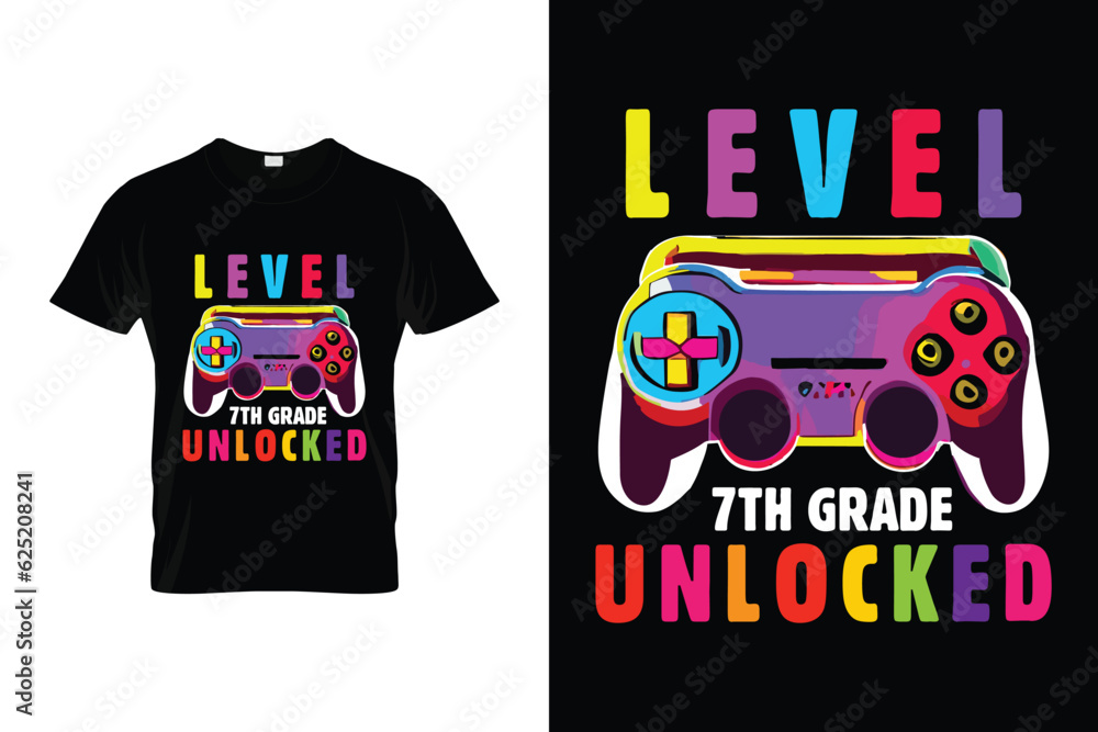 Level 7th Grade Unlocked Back to school t shirt design vector Print ...