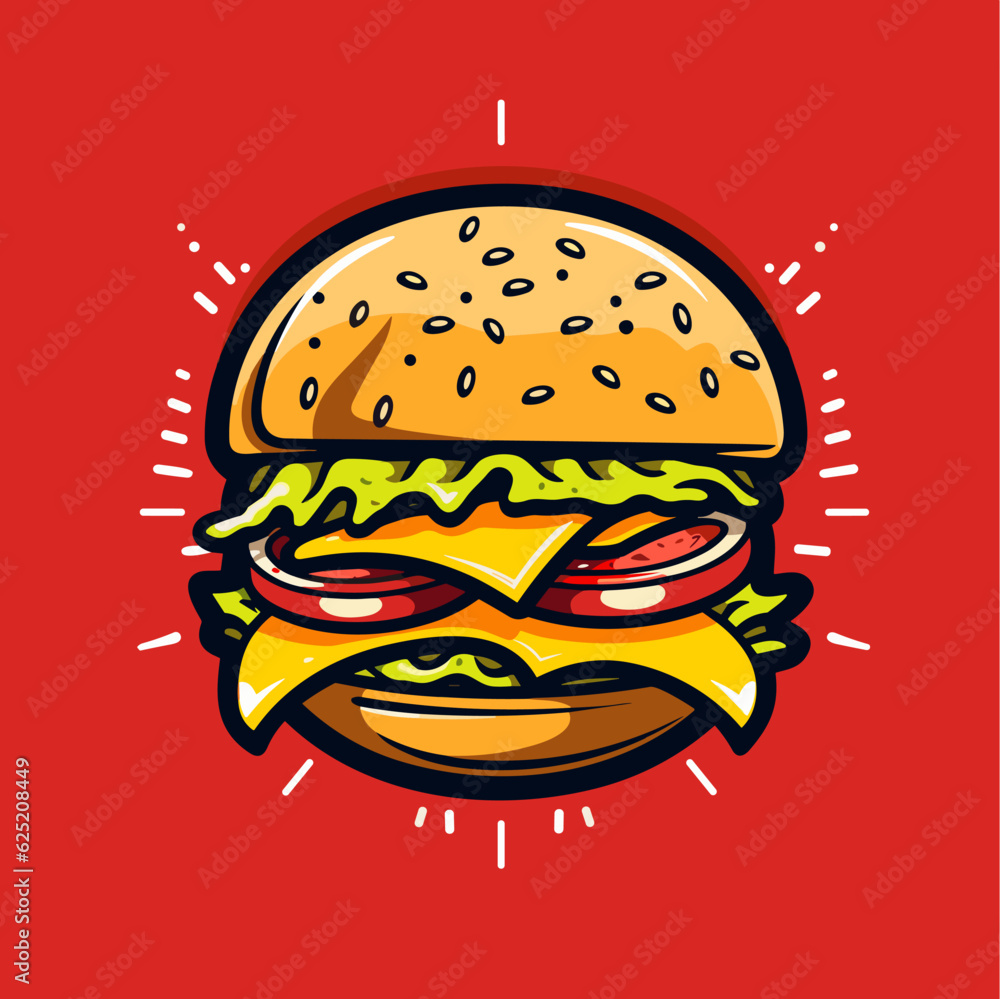 hamburguer, logo design vector, line art logo, hamburger with grilled ...