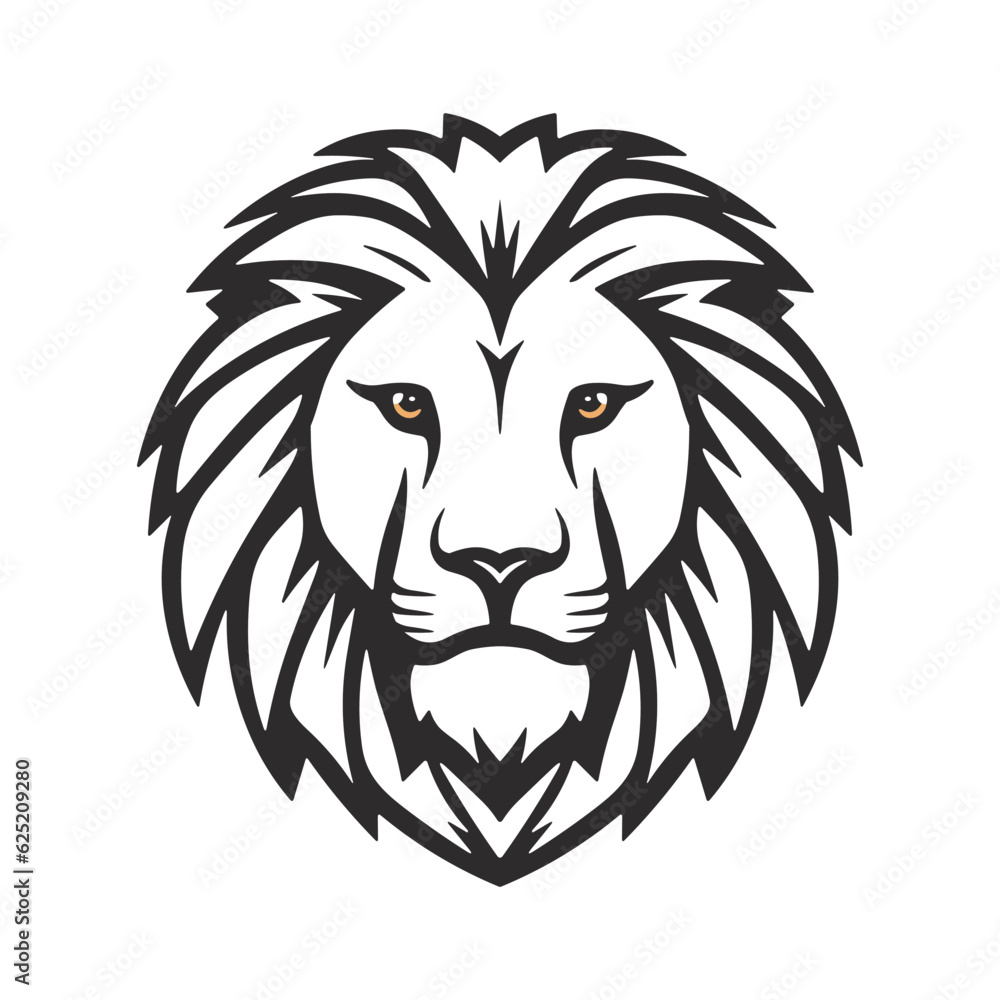Simple geometric style lion face head logo symbol line art vector ...