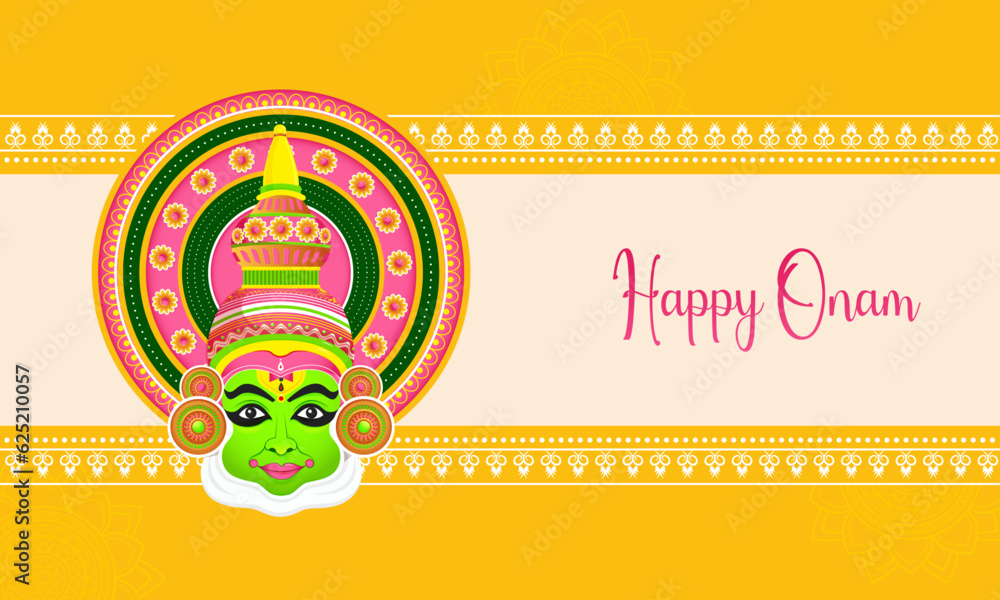Happy Onam south Indian traditional festival celebration vector ...