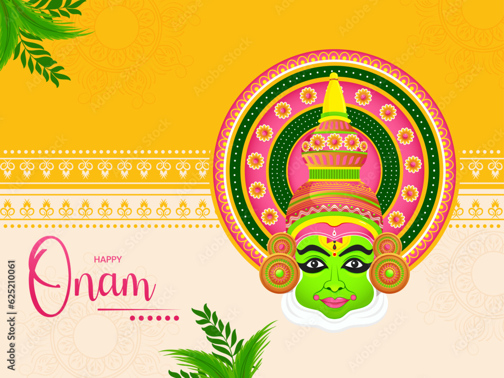 Happy Onam south Indian traditional festival celebration vector ...